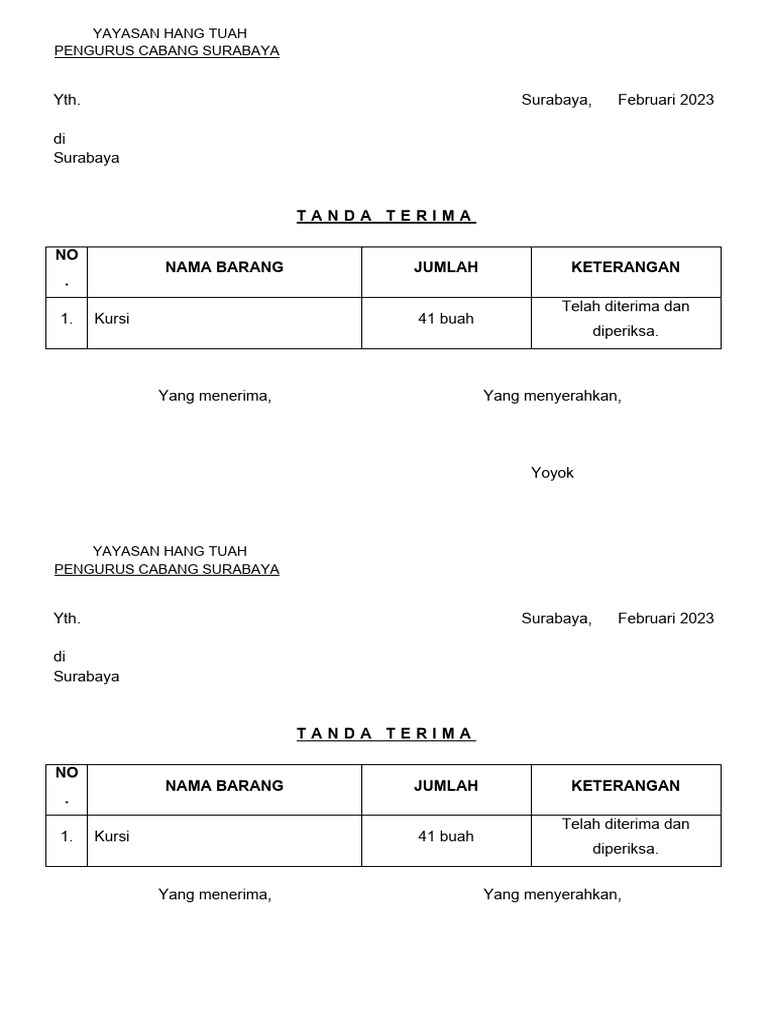 Tanda Terima | PDF