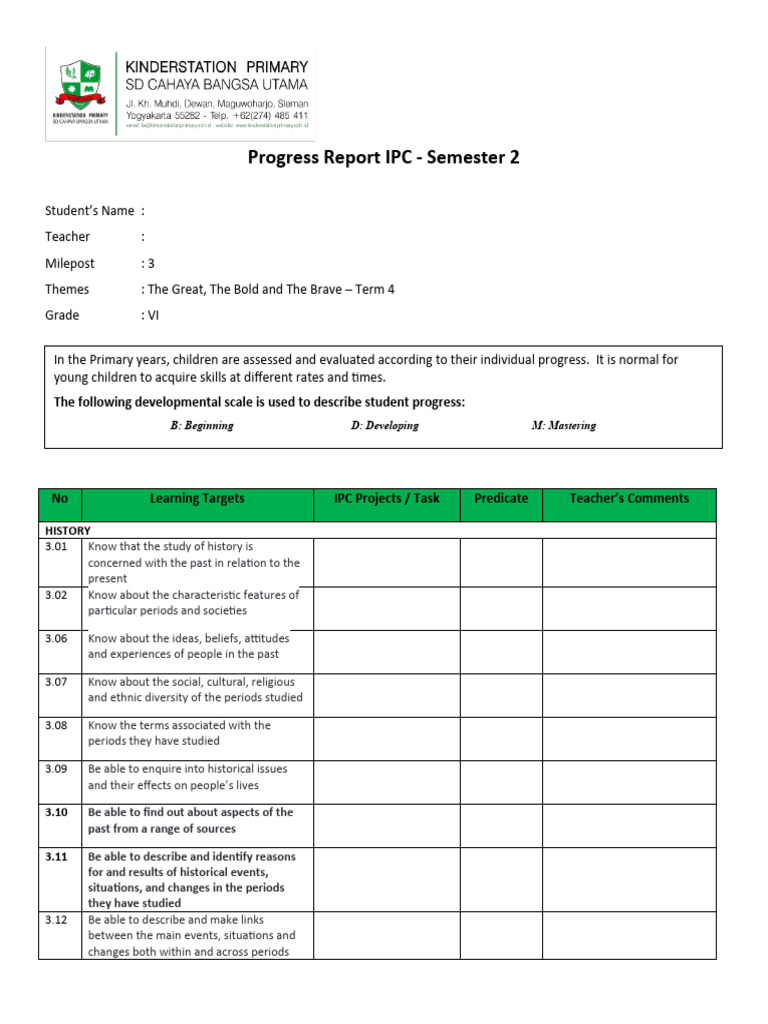 Progress Report IPC - Term 4 - Grade 6 | Download Free PDF | Experience ...