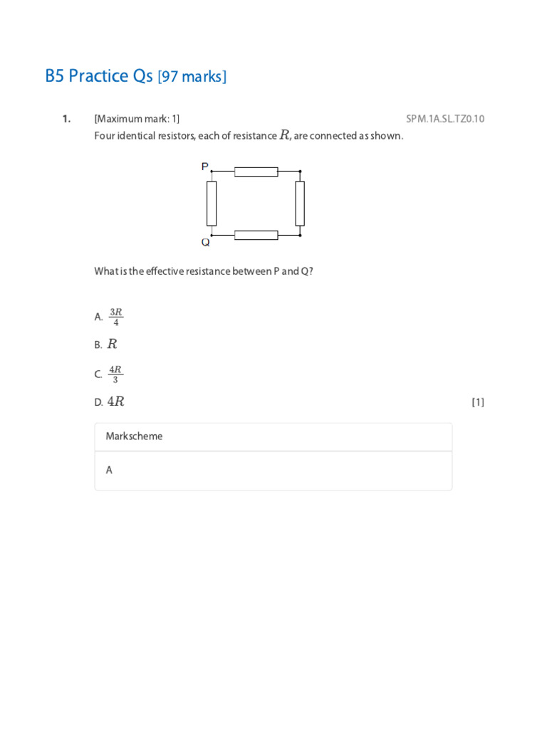 B5_Practice_Qs (2) | PDF | Electrical Resistance And Conductance | Voltage