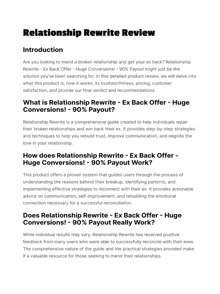 Relationship Rewrite Method Review | PDF | Pricing | Social Psychology