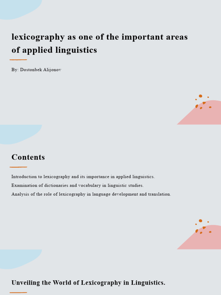 Lexicography As One of The Important Areas of Applied Linguistic | PDF | Linguistics | Translations