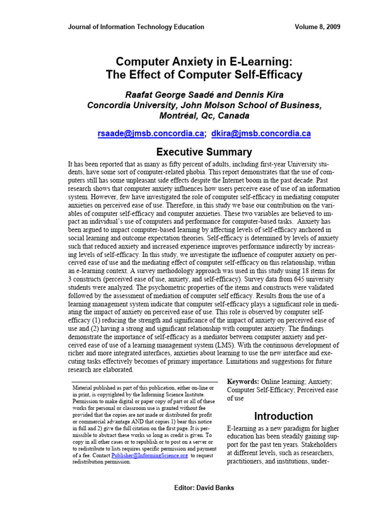 article_111397 | PDF | Self Efficacy | Anxiety