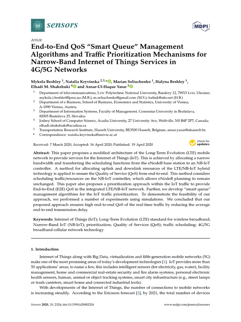 IoT Traffic Prioritization in 4G/5G Networks | PDF | Quality Of Service ...