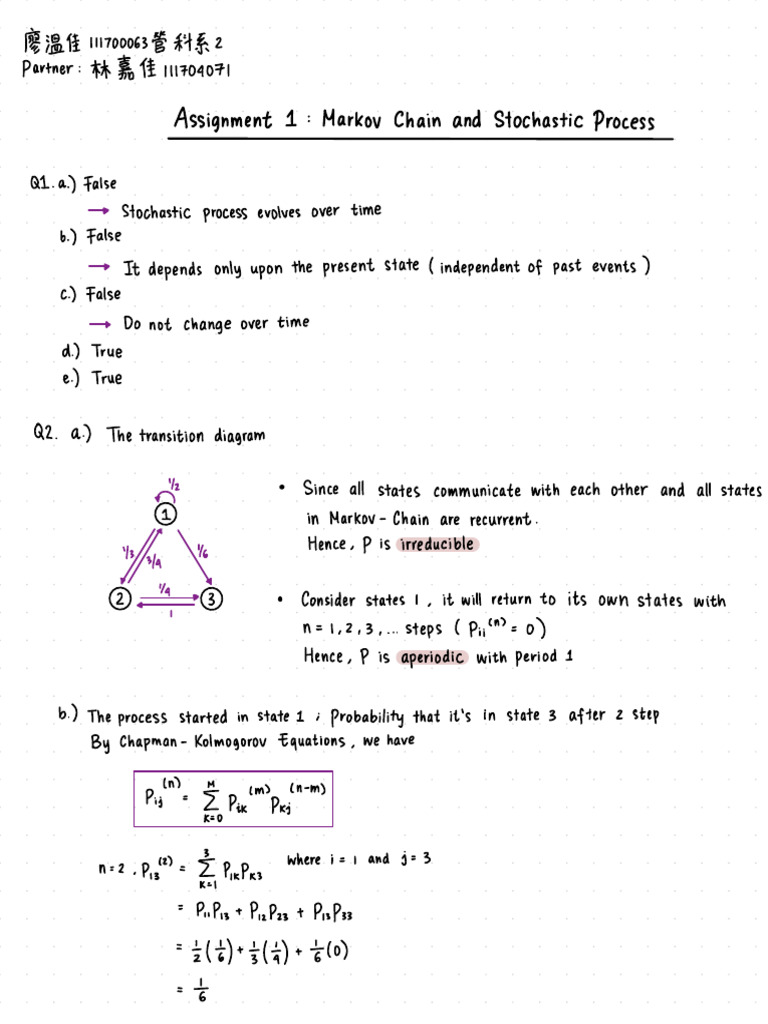 Markov Chain Assignment Solutions | PDF | Markov Chain | Conceptual Model