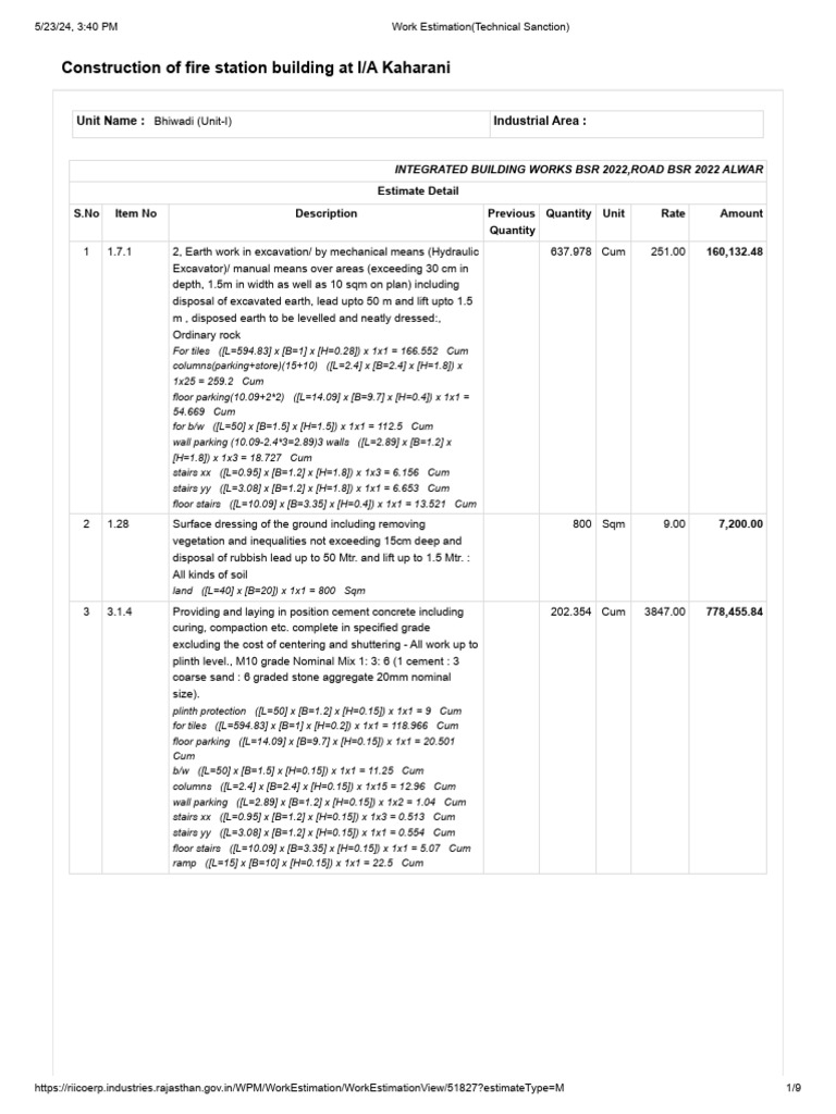 Fire Station Construction Estimate | PDF | Window | Concrete