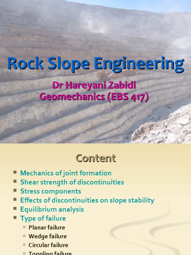 8 EBS417Rock Slope Engineering | PDF | Fault (Geology) | Stress (Mechanics)