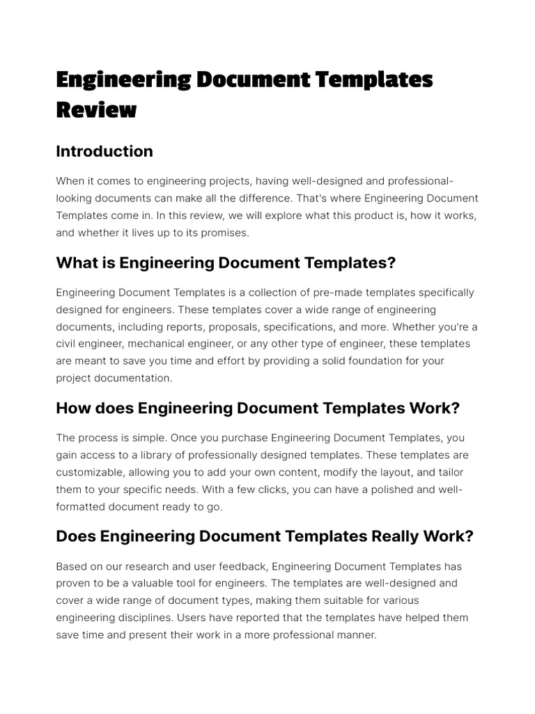 Engineering Document Templates Review | PDF | Pricing | Websites
