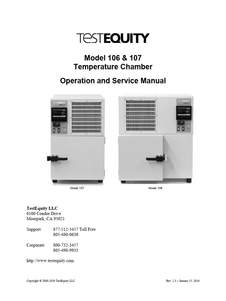 Model 106 & 107 Temperature Chamber Operation and Service Manual | PDF