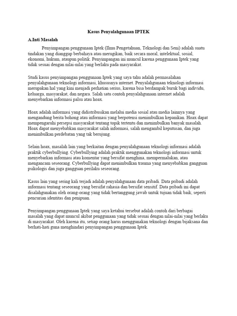 Kasus Penyalahgunaan IPTEK | PDF