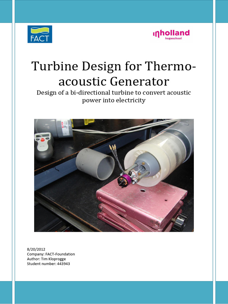 5. Turbine Design for a Thermo-Acoustic Generator | PDF | Turbine | Waves