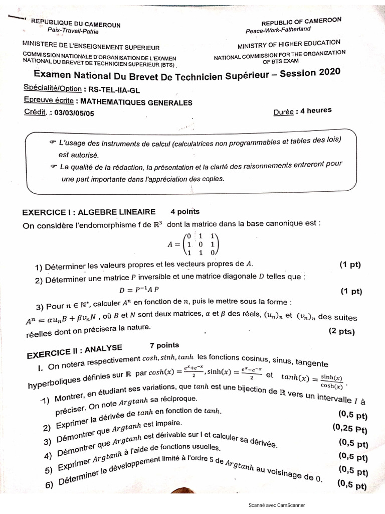 Bts Maths 2020 | PDF