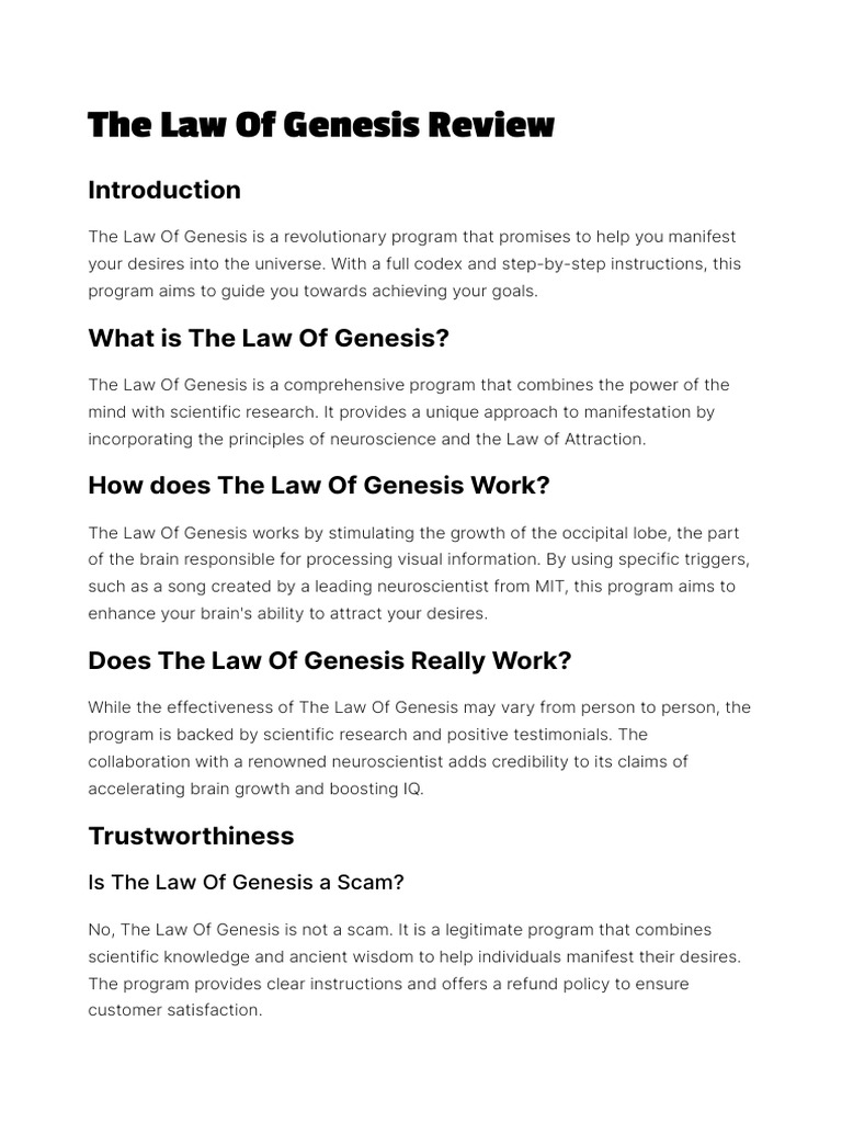 The Law Of Genesis Manifestation Guide | PDF | Creativity | Scientific ...