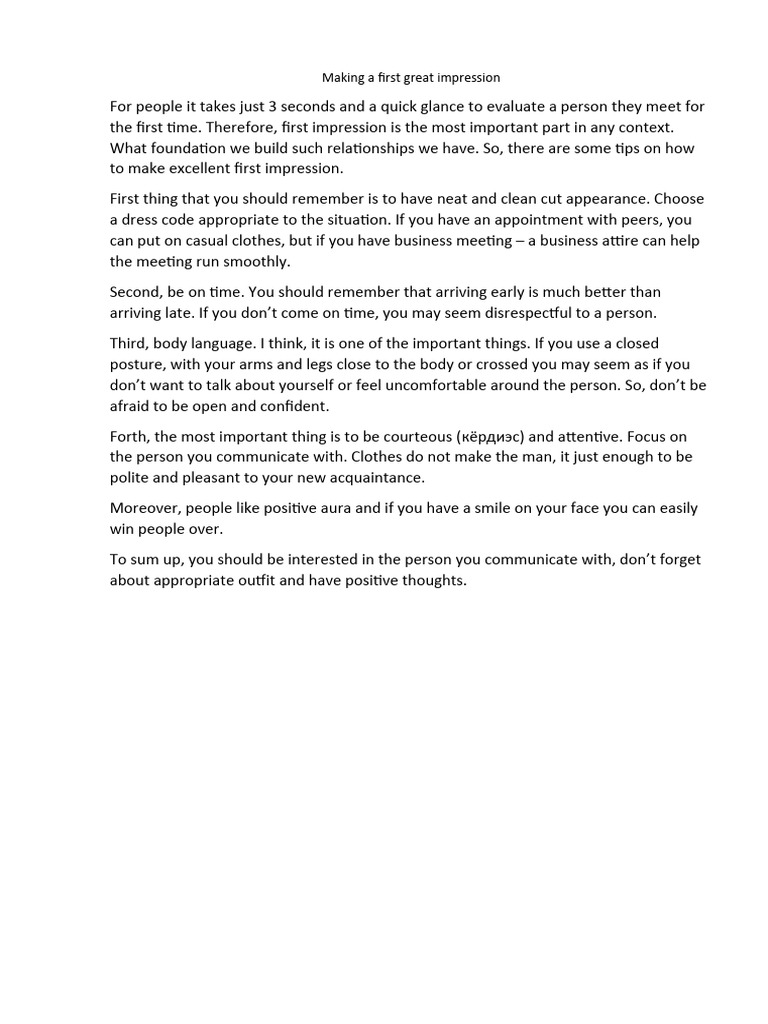 Making A First Great Impression | PDF