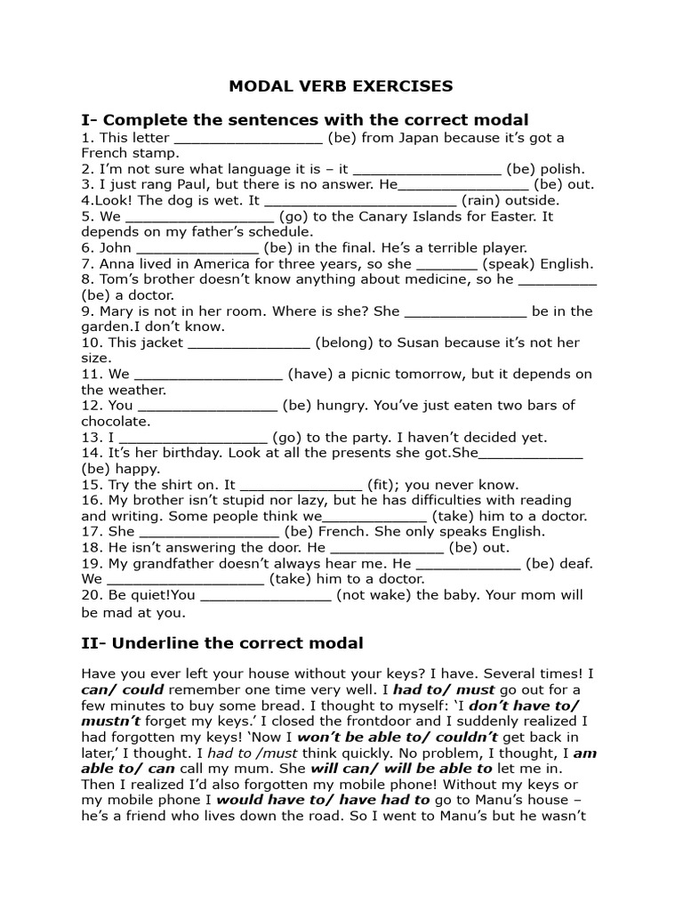Modal Verbs Excercises.docx 2 | PDF