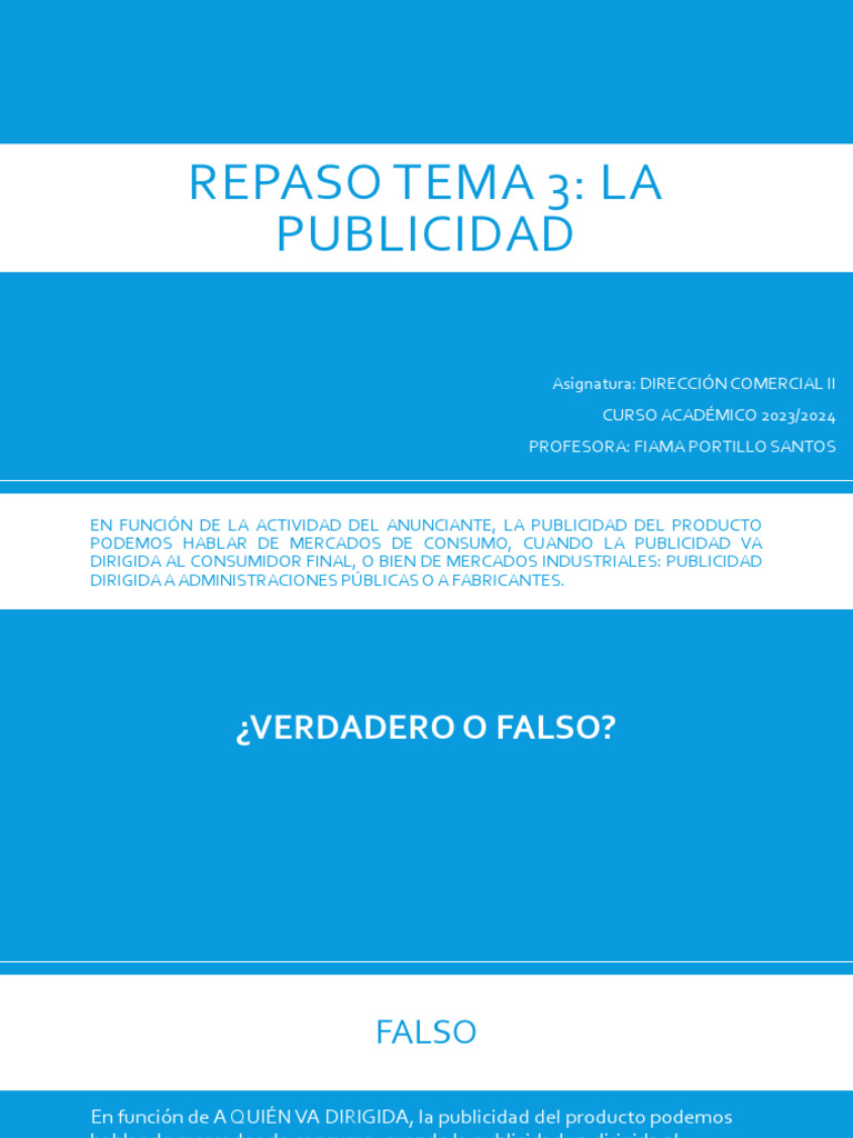 REPASO TEMA 3 II | PDF | Publicidad | Los consumidores