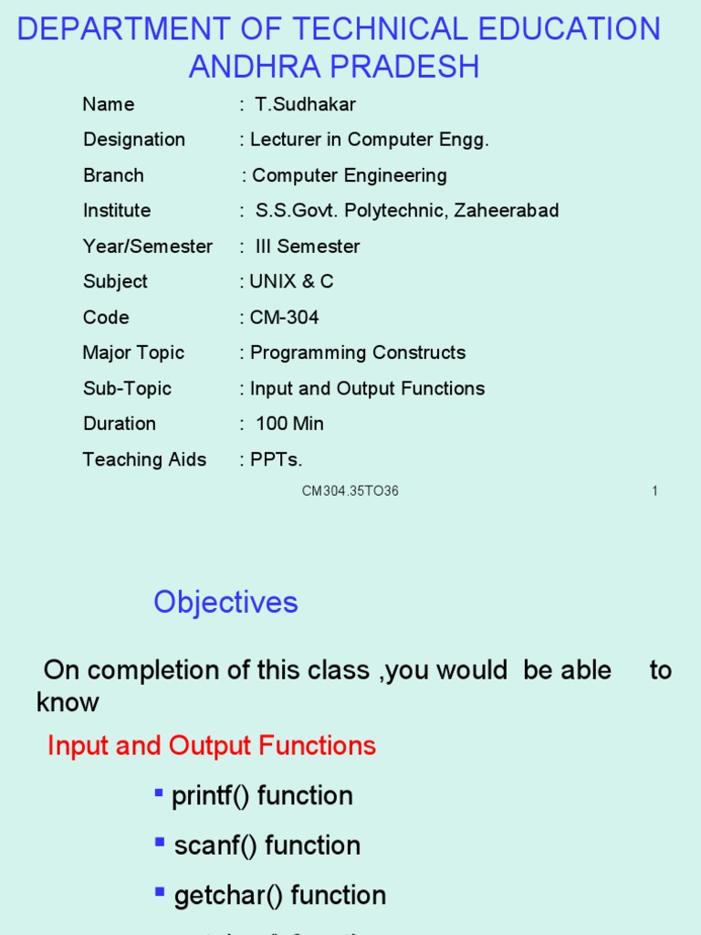 CM304 | PDF | Input/Output | C (Programming Language)