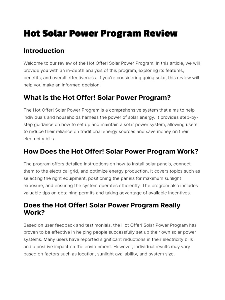 Hot Solar Power Program Review | PDF | Solar Power | Photovoltaic System