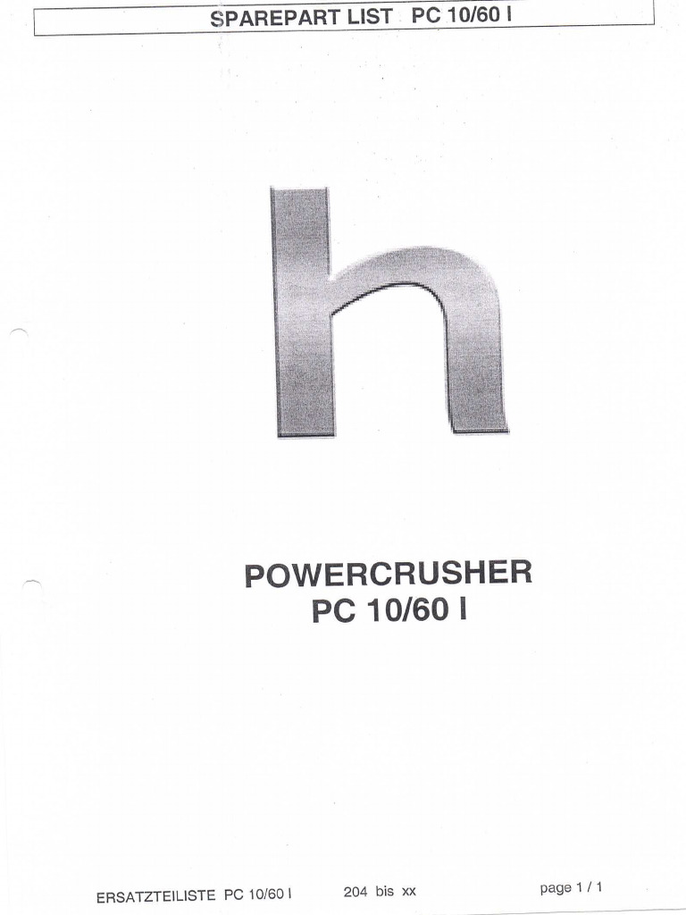 Sparepart List PC 10-60 I | PDF