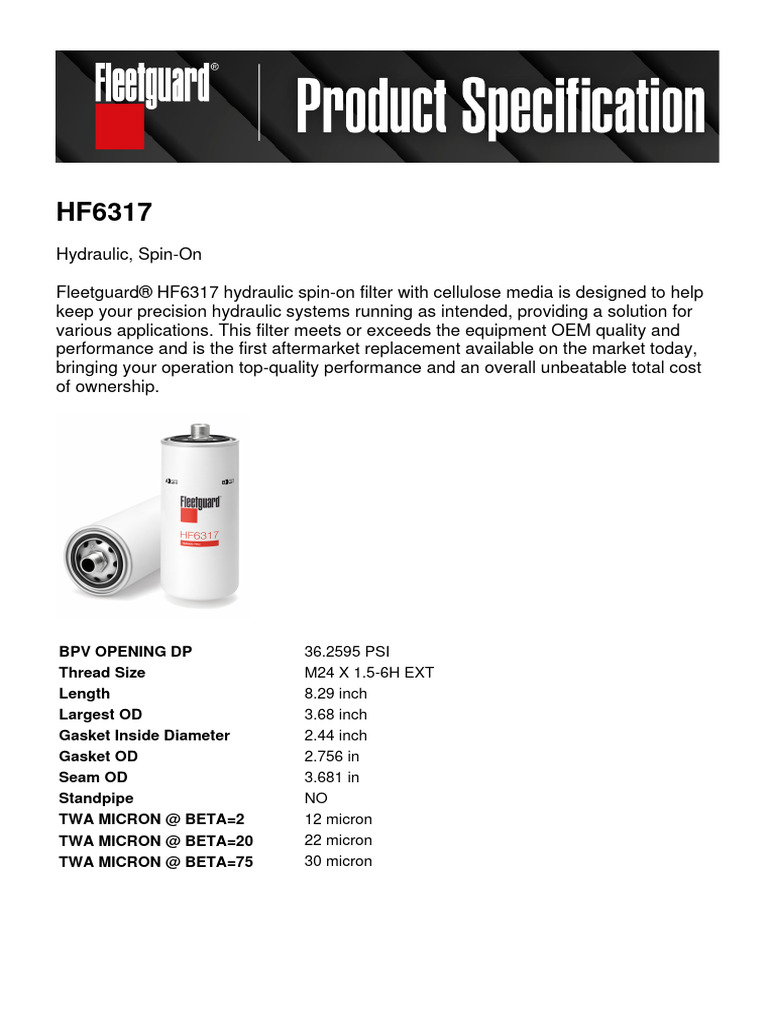 Product Specification - HF6317 | PDF