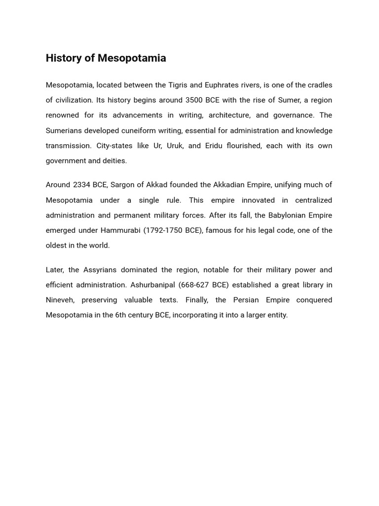 History of Mesopotamia | PDF | Social Science | Classics