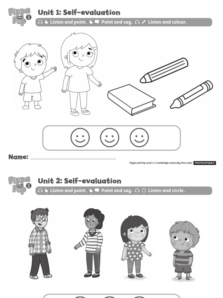 Pippa and Pop - L1 - BE - Self-Evaluation Worksheets - Units 1-9 | PDF ...