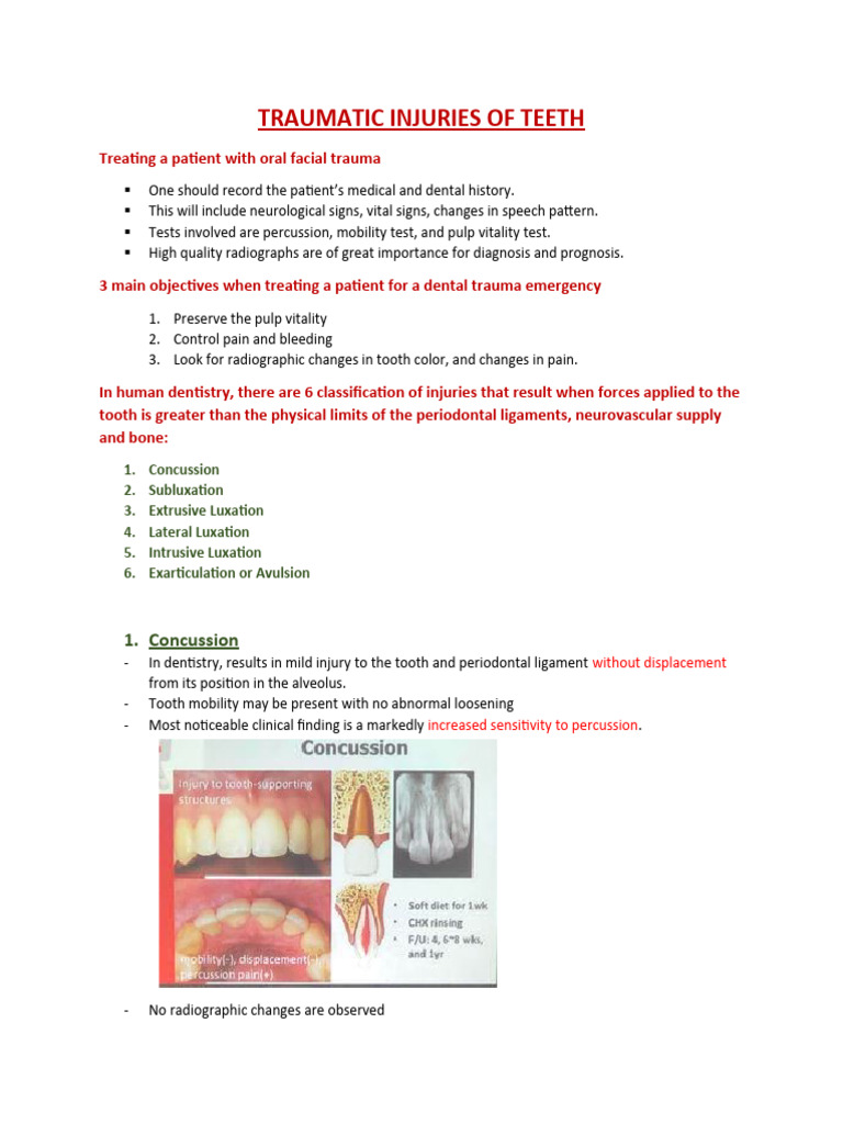Traumatic Injuries of Teeth | Download Free PDF | Human Tooth ...