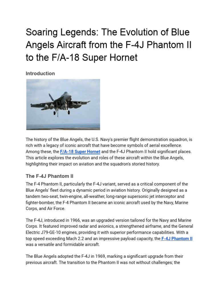 Soaring Legends - The Evolution of Blue Angels Aircraft From The F-4J ...