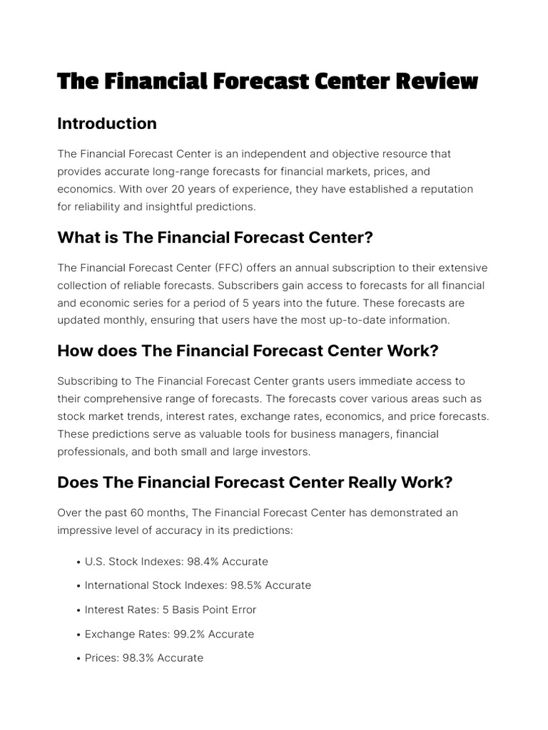 Financial Forecast Center Overview | PDF | Forecasting | Prediction