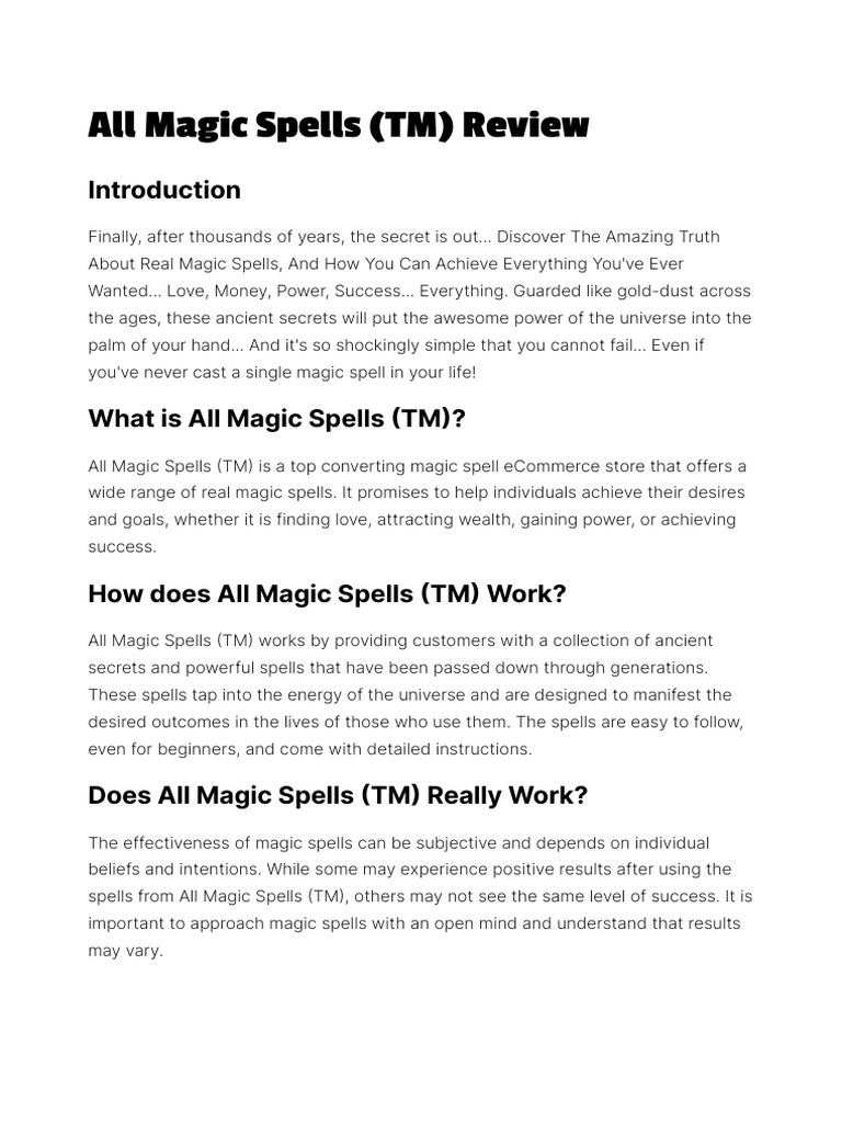 All Magic Spells TM Review | PDF | Customer Satisfaction
