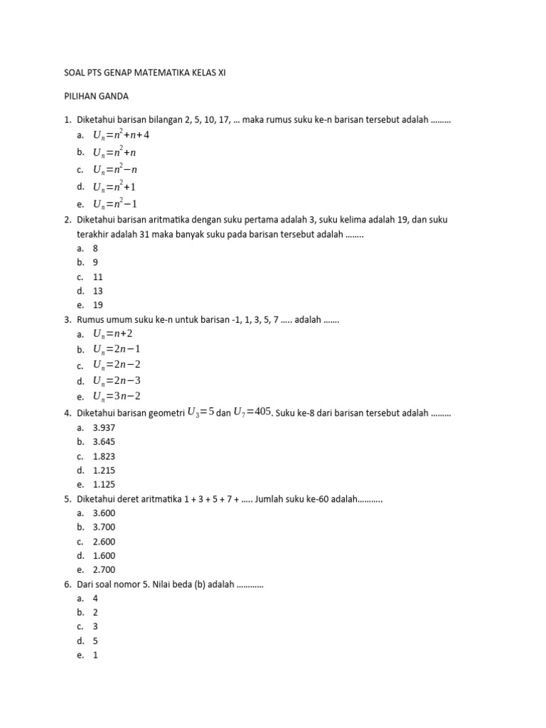 Xi-Soal PTS Matematika | PDF