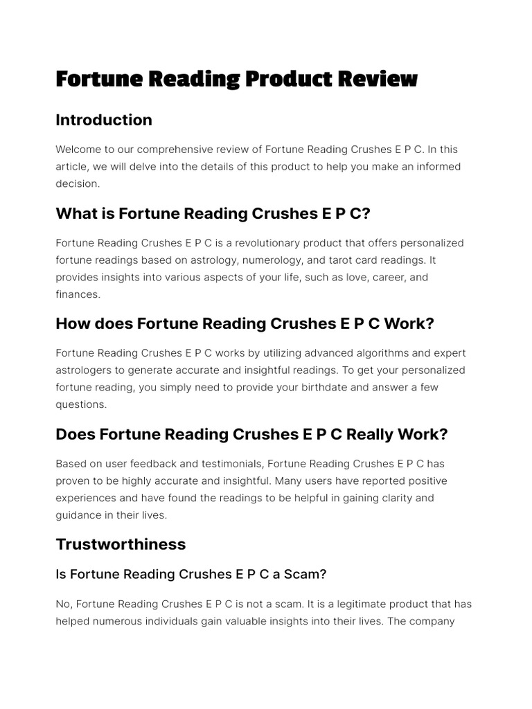 Fortune Reading Crushes E P C Review | PDF | Usability | Customer ...