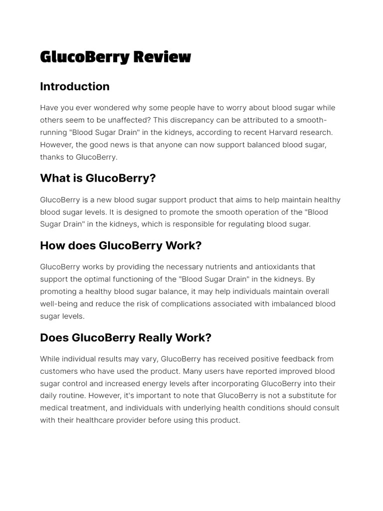 GlucoBerry Review | PDF | Health Care