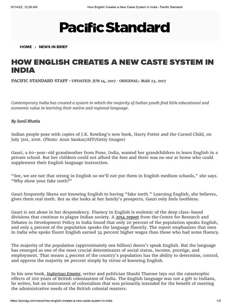 How English Creates A New Caste System in India - Pacific Standard ...