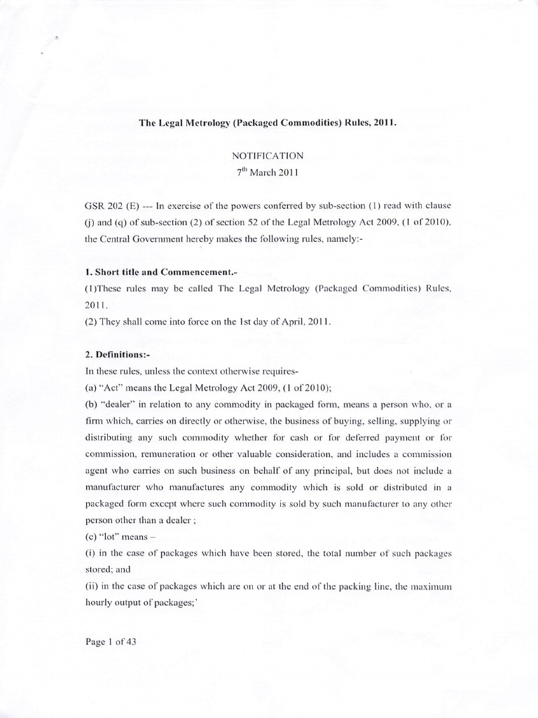 Legal Metrology Act Excerpt | PDF | Economies