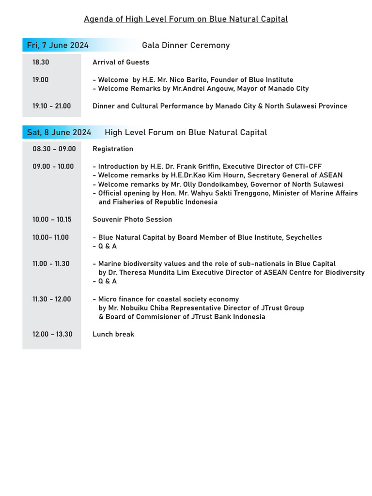 High Level Forum on Blue Natural Capital | PDF
