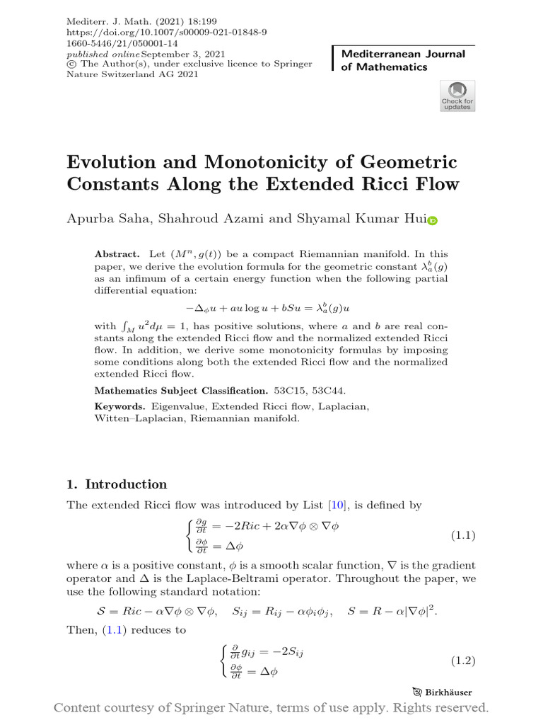 Evolution and Monotonicity of Geometric Constants of Ricci flow | PDF ...