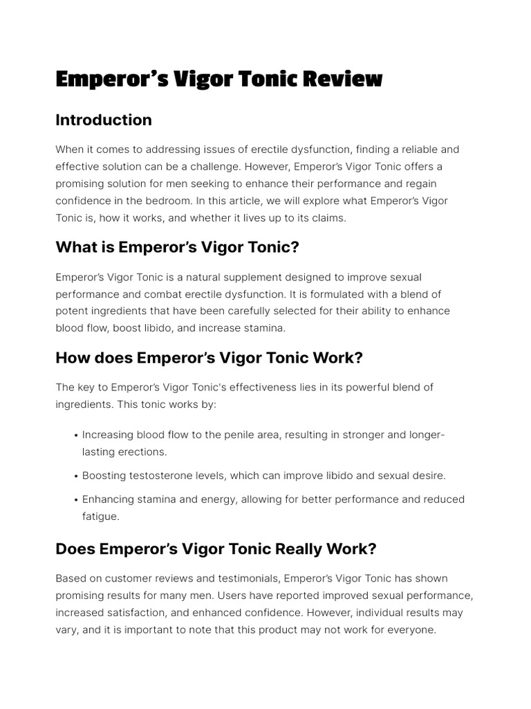 Emperors Vigor Tonic Review | PDF | Libido | Erectile Dysfunction