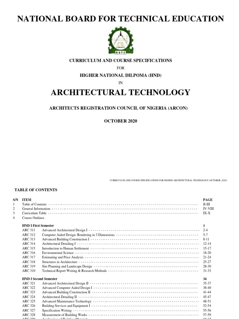 HND Curriculum for Architectural Technology | PDF | 3 D Computer ...