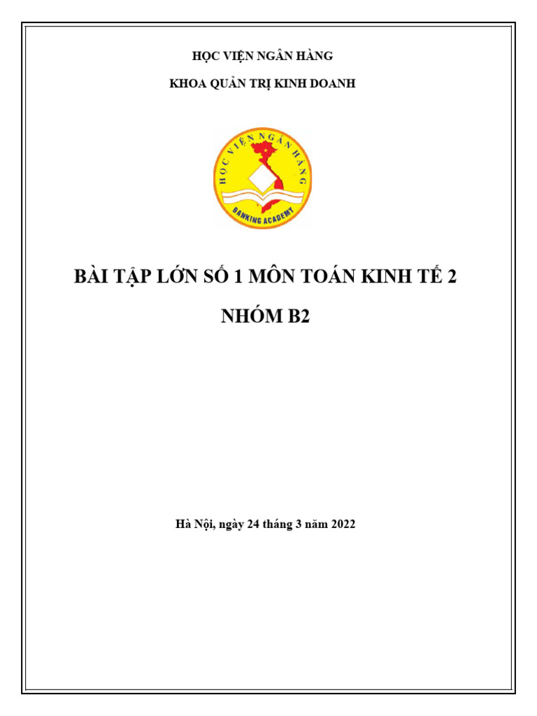 BTL số 1 toán KT2 Nhóm B2 | PDF