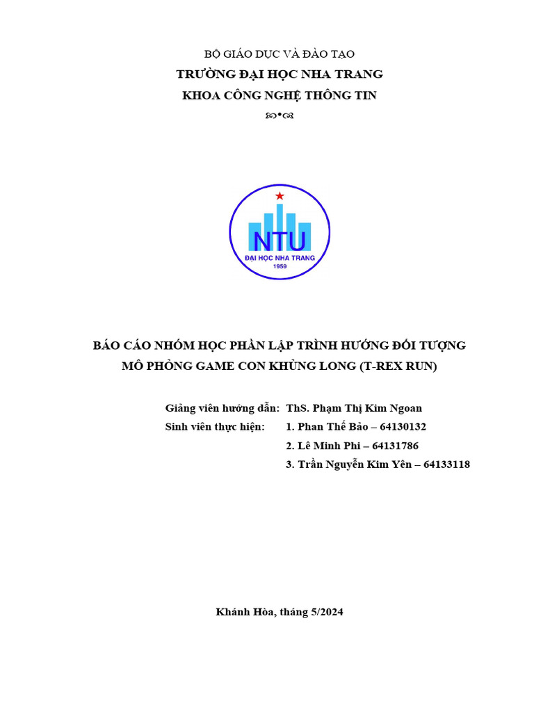 Báo Cáo Oop - T-Rex | PDF