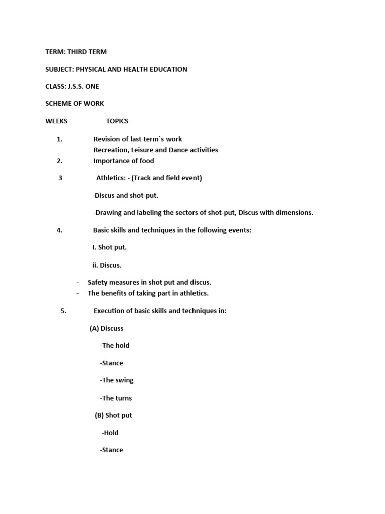 JSS1 3RD TERM PHE LESSON NOTES L7xydf | PDF | Volleyball | Referee