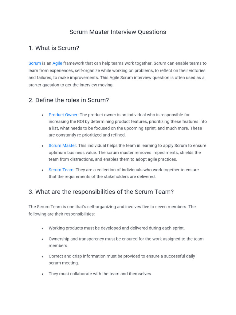 Scrum Master Interview Questions - Nishant | PDF | Scrum (Software ...