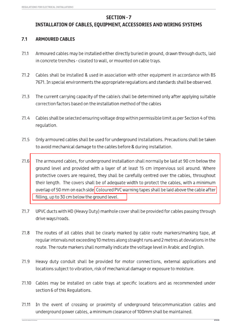 Under Ground Cable-Dewa Reg | PDF