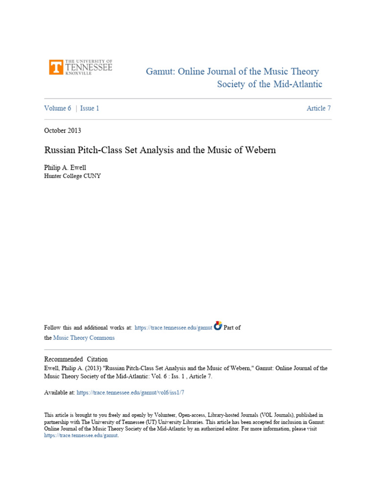 Russian Pitch-Class Set Analysis | PDF | Interval (Music) | Music Theory