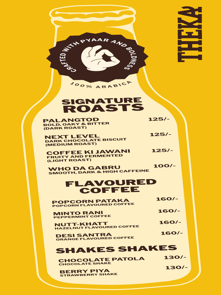 Theka Menu Print Yellow | PDF