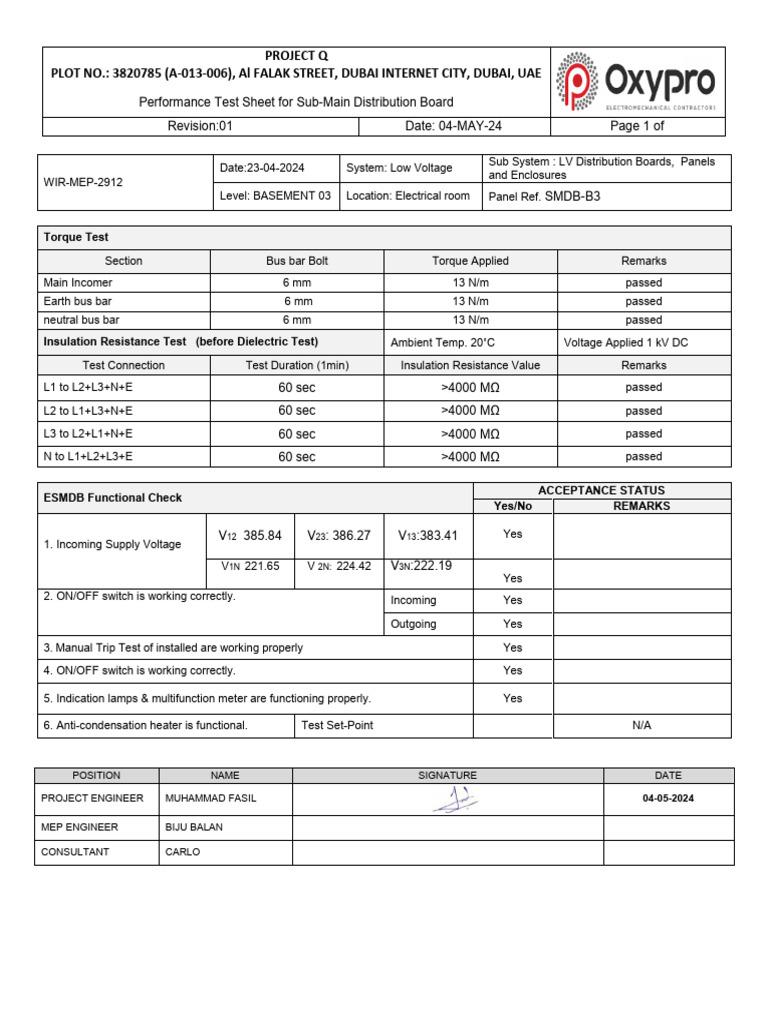 Functionality Check List SMDB | Download Free PDF | Insulator ...