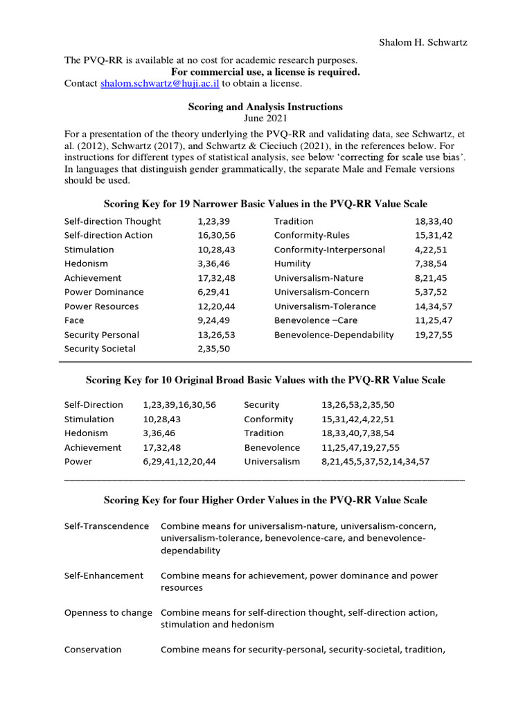 Coding & Analysis Instructions PVQ-RR | PDF | Linear Regression | Dependent And Independent ...