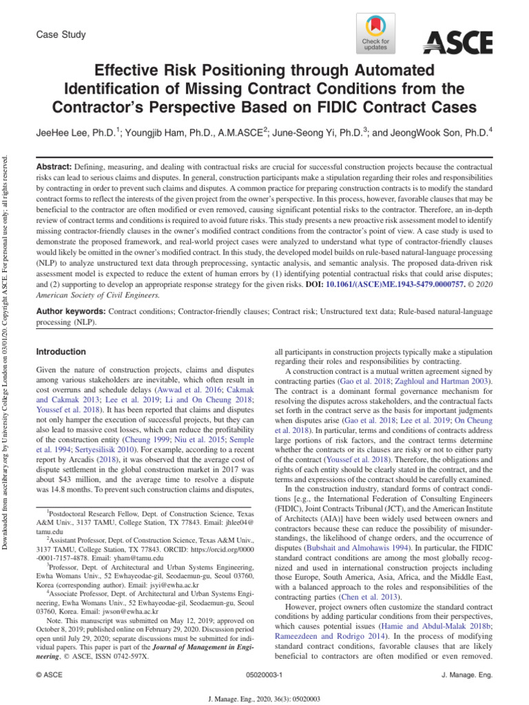 Effective Risk Positioning Through Automated Identification Of Missing Contract Conditions From 