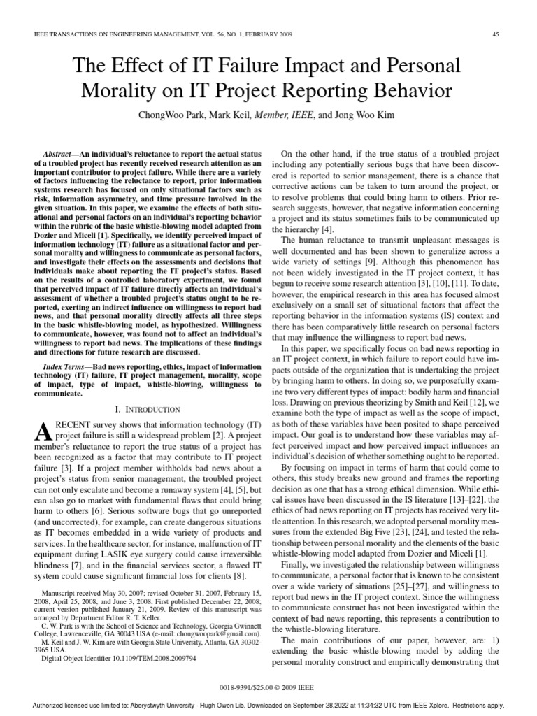 IT Project Reporting and Personal Morality | PDF | Risk | Morality
