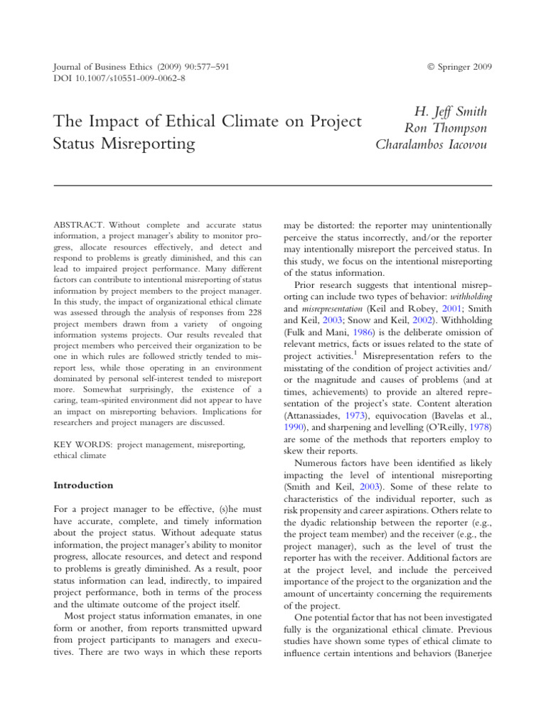 The Impact of Ethical Climate | PDF | Survey Methodology | Validity ...